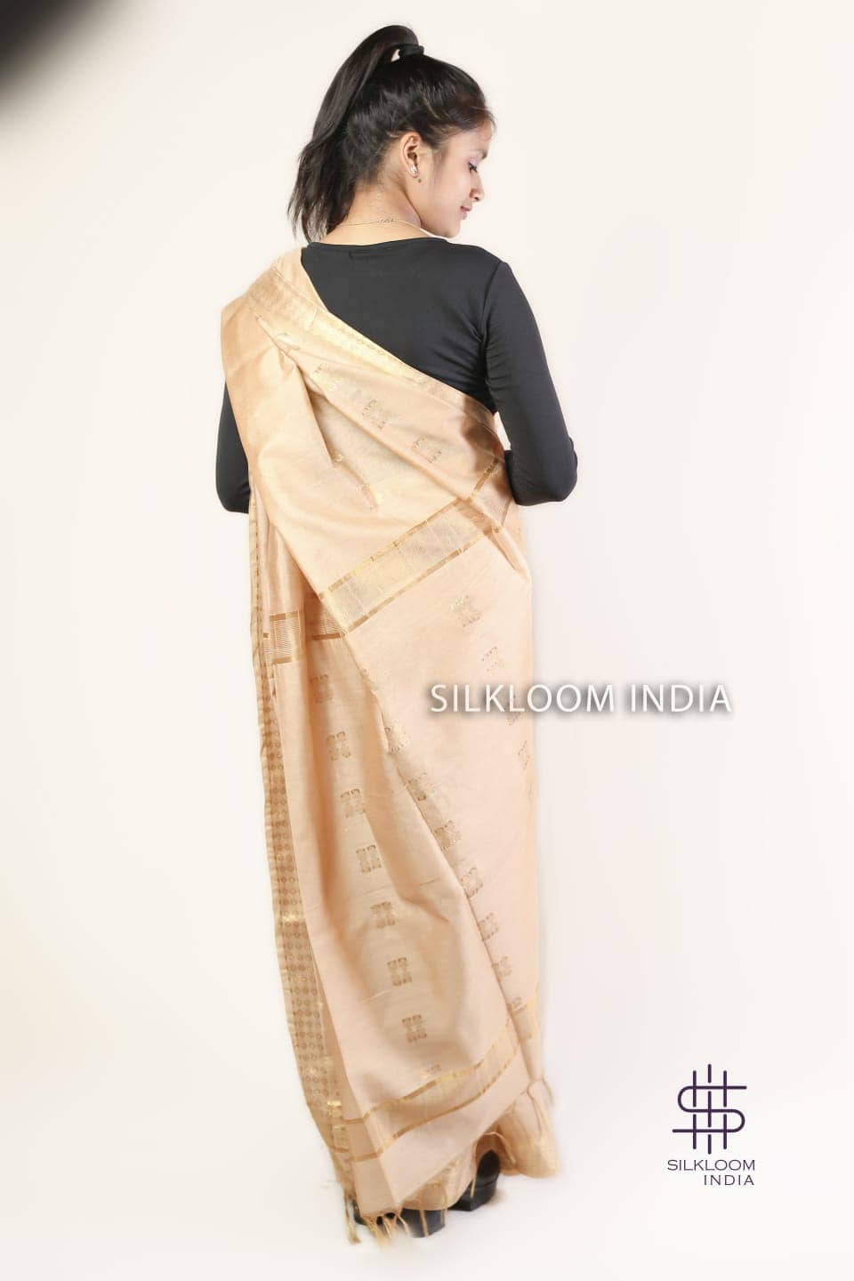 Tasar Color Katan Viscose Bhagalpuri Silk Saree - Silkloom India